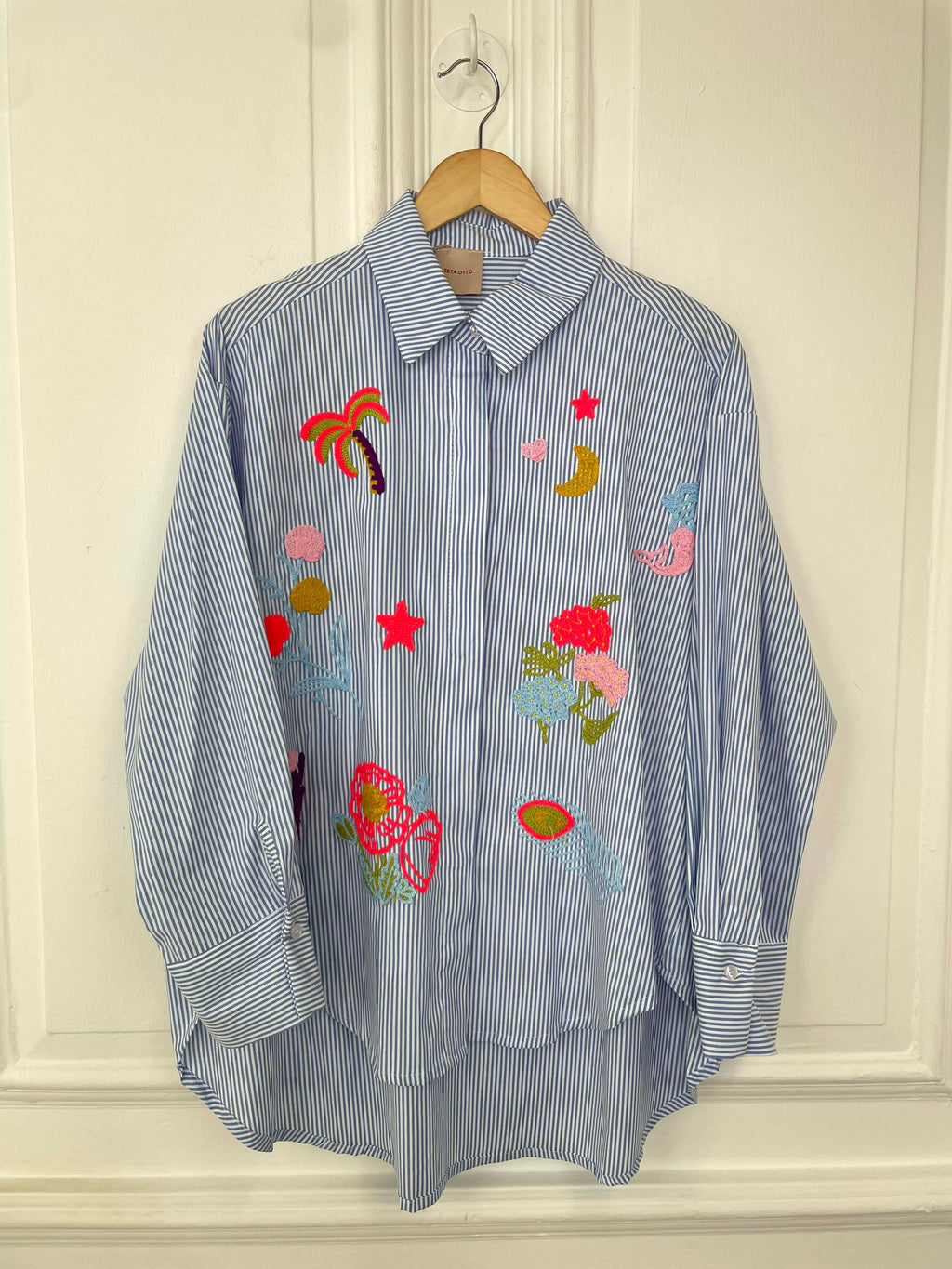 Neon Embroidered Shirt - Blue Stripe – Chester Boutique